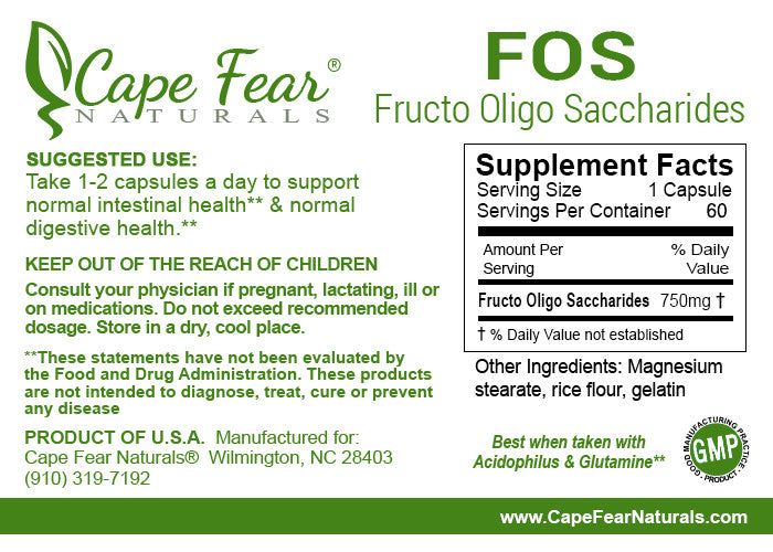 FOS (Fructo Oligo Saccharides) - Cape Fear Naturals - $10.95 – Cape ...